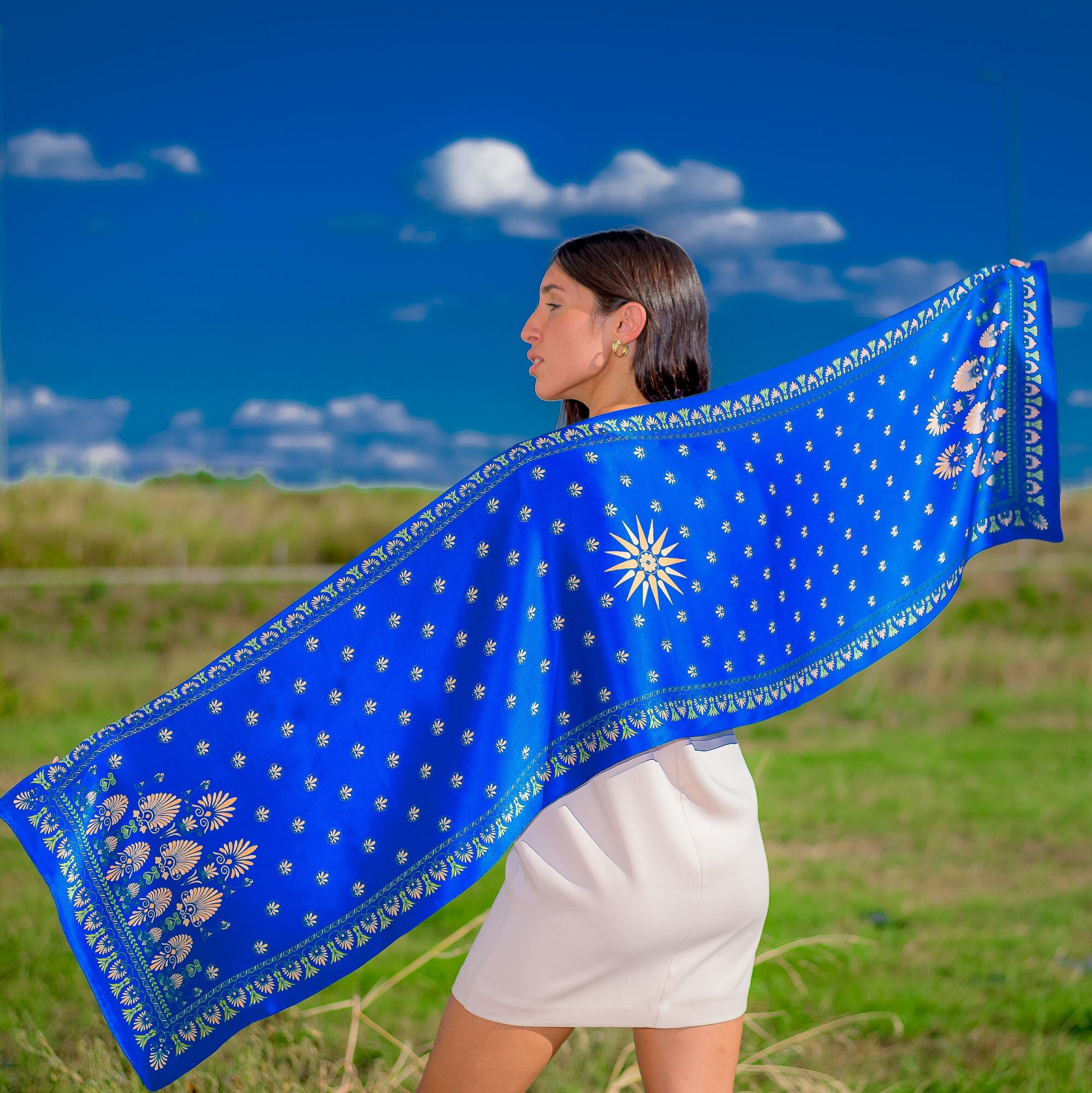 Blue Silk Scarf, Handpainted Scarf, Women Scarf, Gift for Her, Made in ...