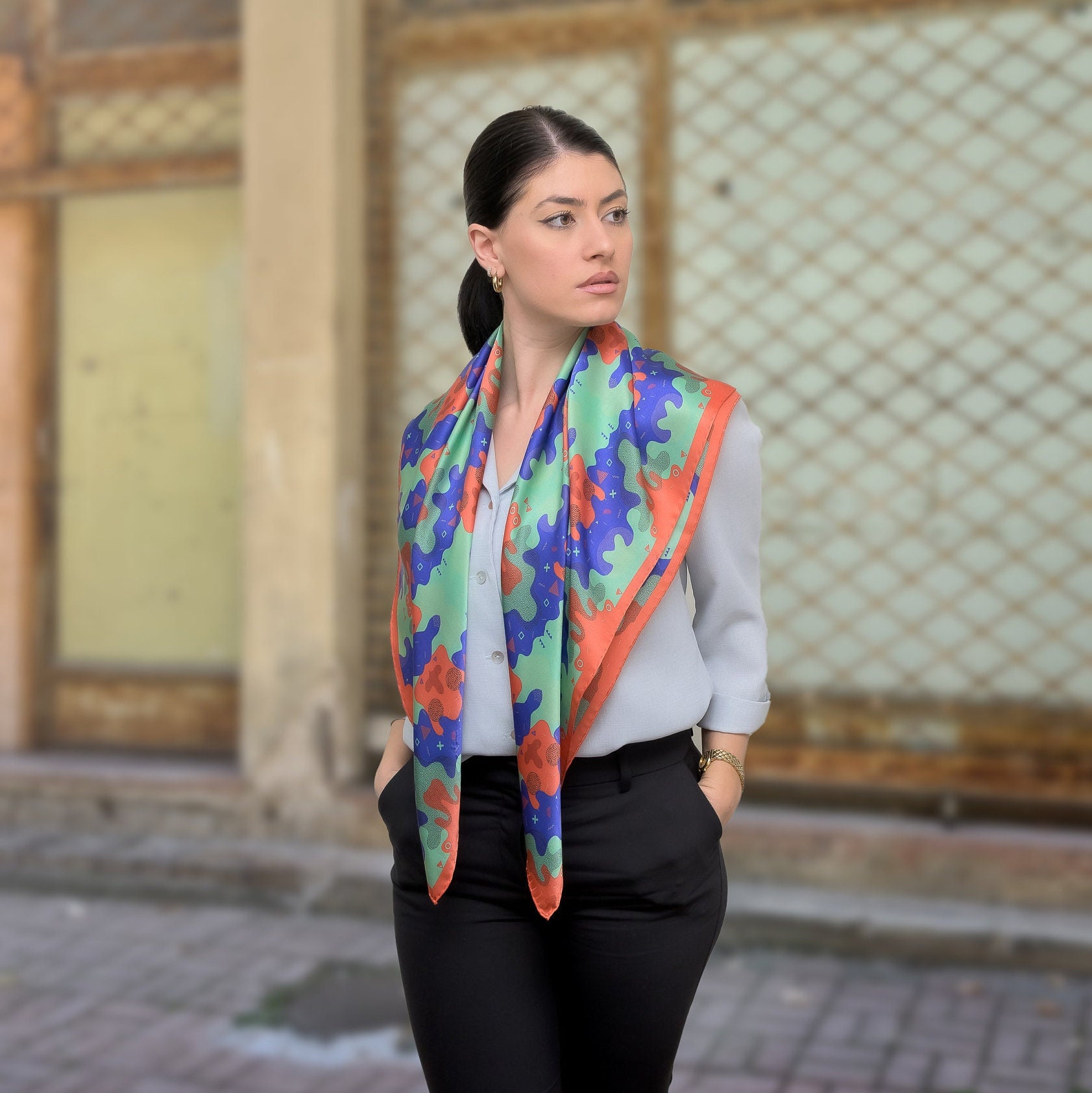 Large Square Scarf Silk Scarf Pure Silk Scarf Holiday Gift | Etsy