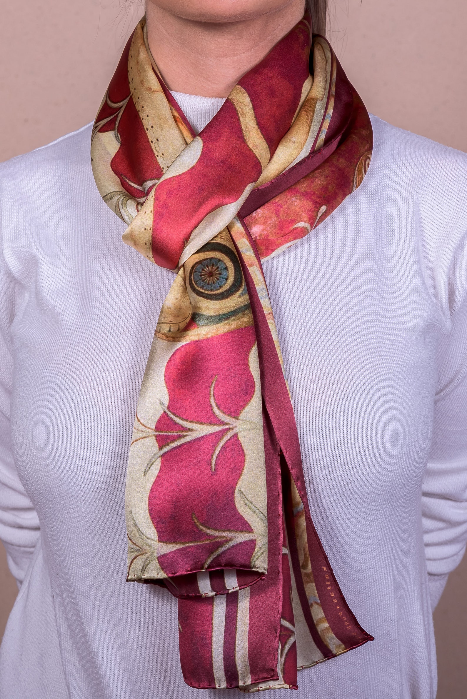 Red Silk Scarf Women, Handpainted Scarf, Red Scarf, Gift for Her, Made ...