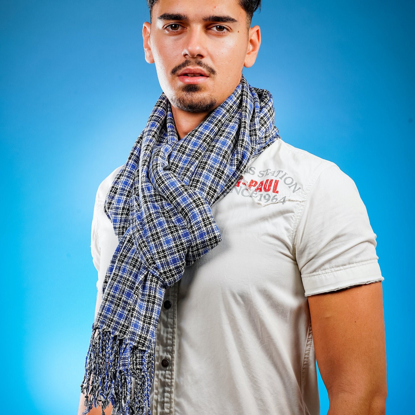 Blue Silk Scarf Men, Mens Scarf, Long Scarf, Handpainted Scarf, Gift ...