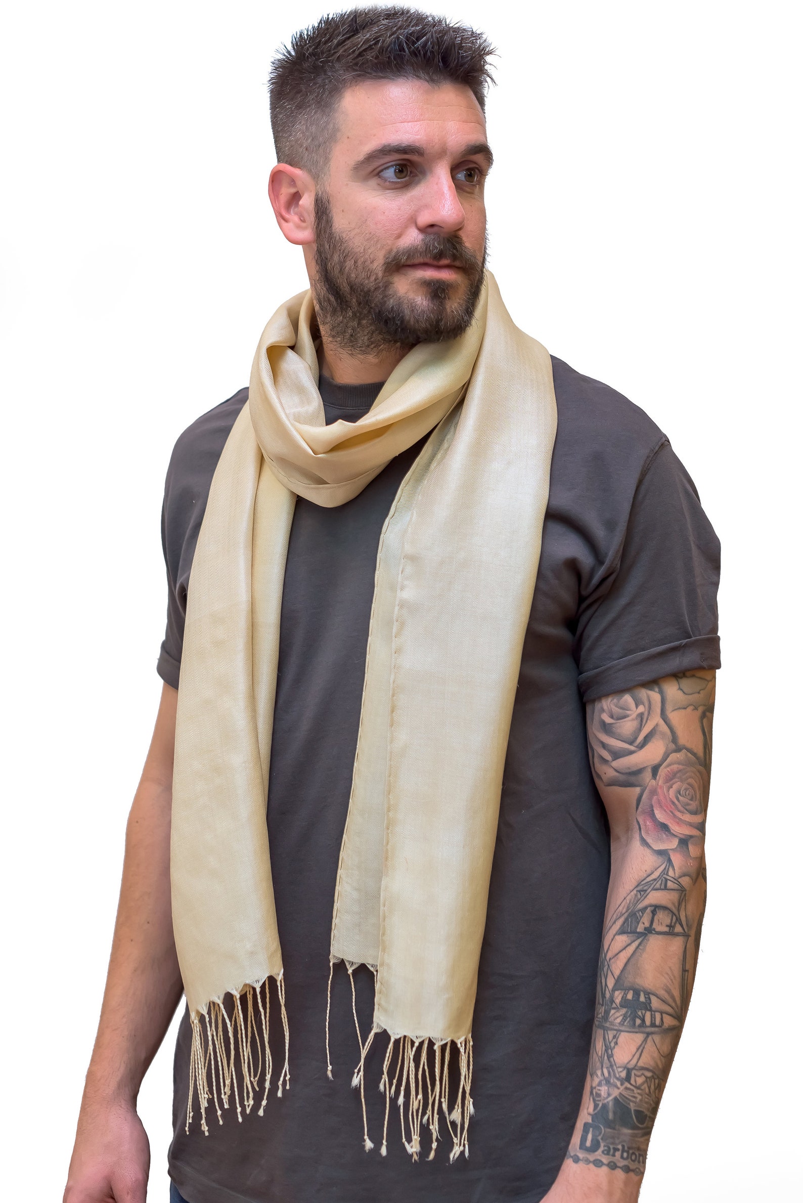 Handmade Silk Scarf Beige Scarf Long Scarf Women Scarf - Etsy