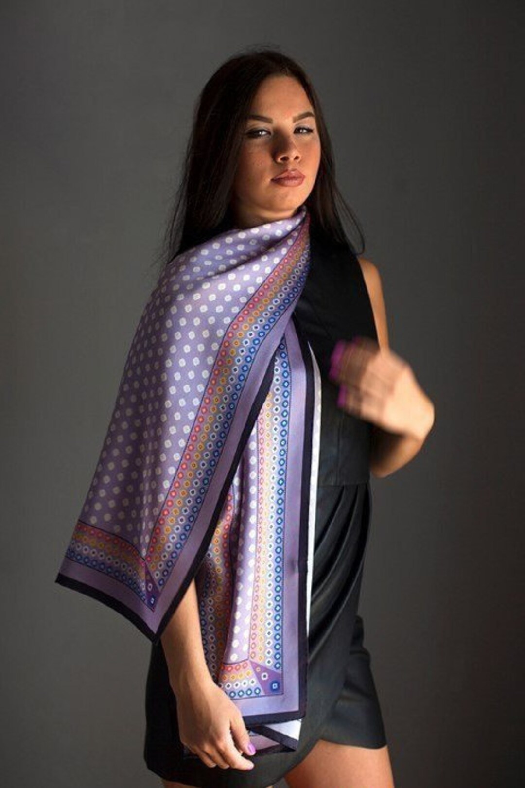 Summer Scarf, Purple Silk Scarf, Women Scarf, Handmade Scarf, Neck ...