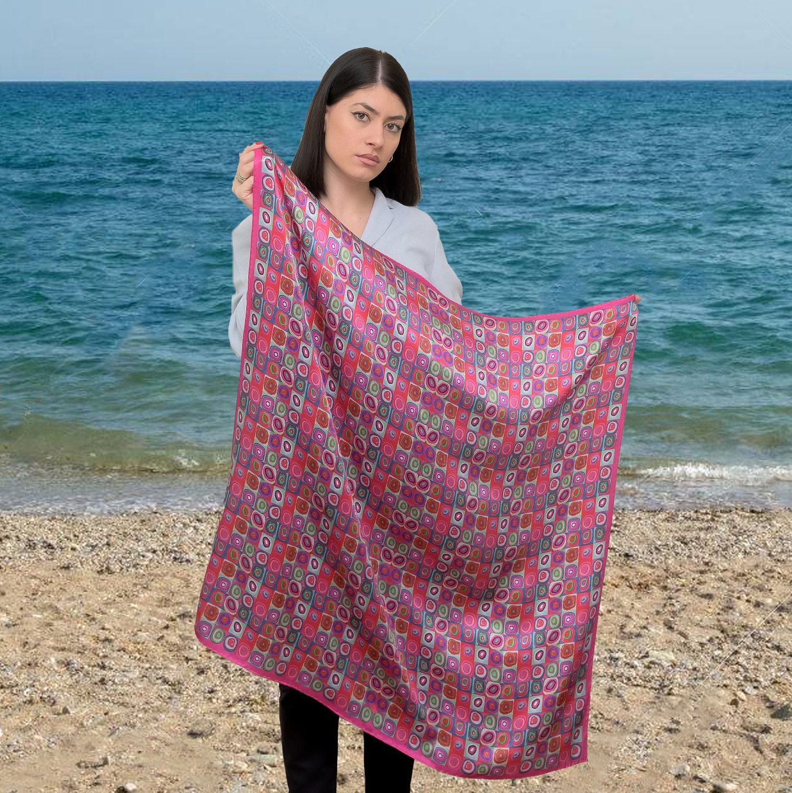 Pink Silk Scarf Women, Scarf Square, Pink Scarf, Handmade Scarf, Gift ...