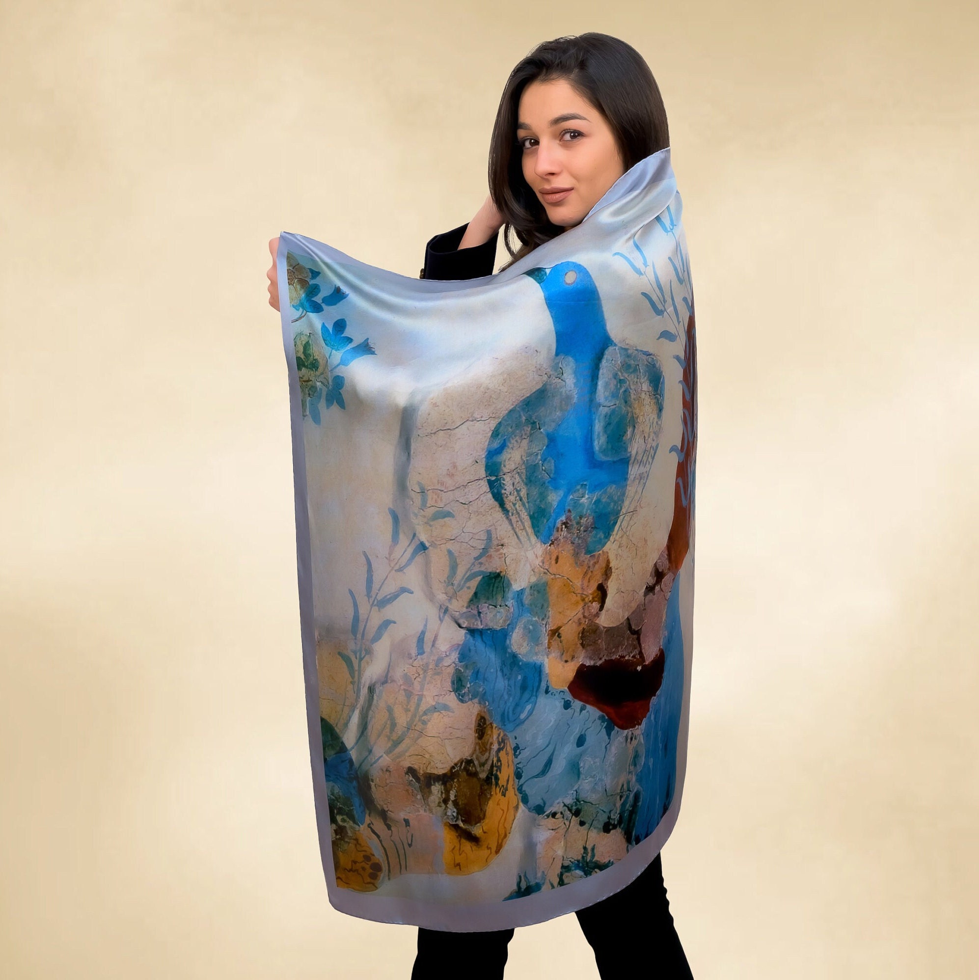 Ancient Greek Scarf, Silk Scarf, Square Scarf, Greek Mythology, Gift ...