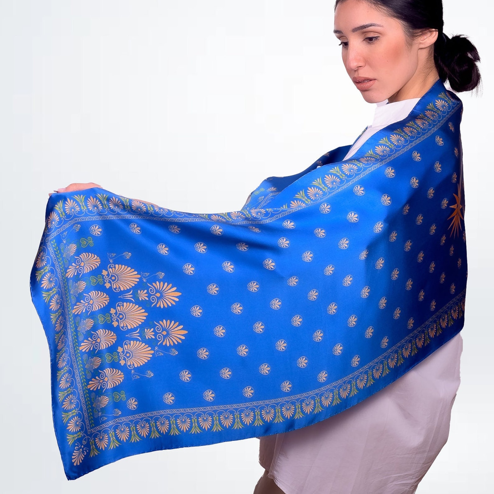 Blue Silk Scarf, Handpainted Scarf, Women Scarf, Gift for Her, Made in ...