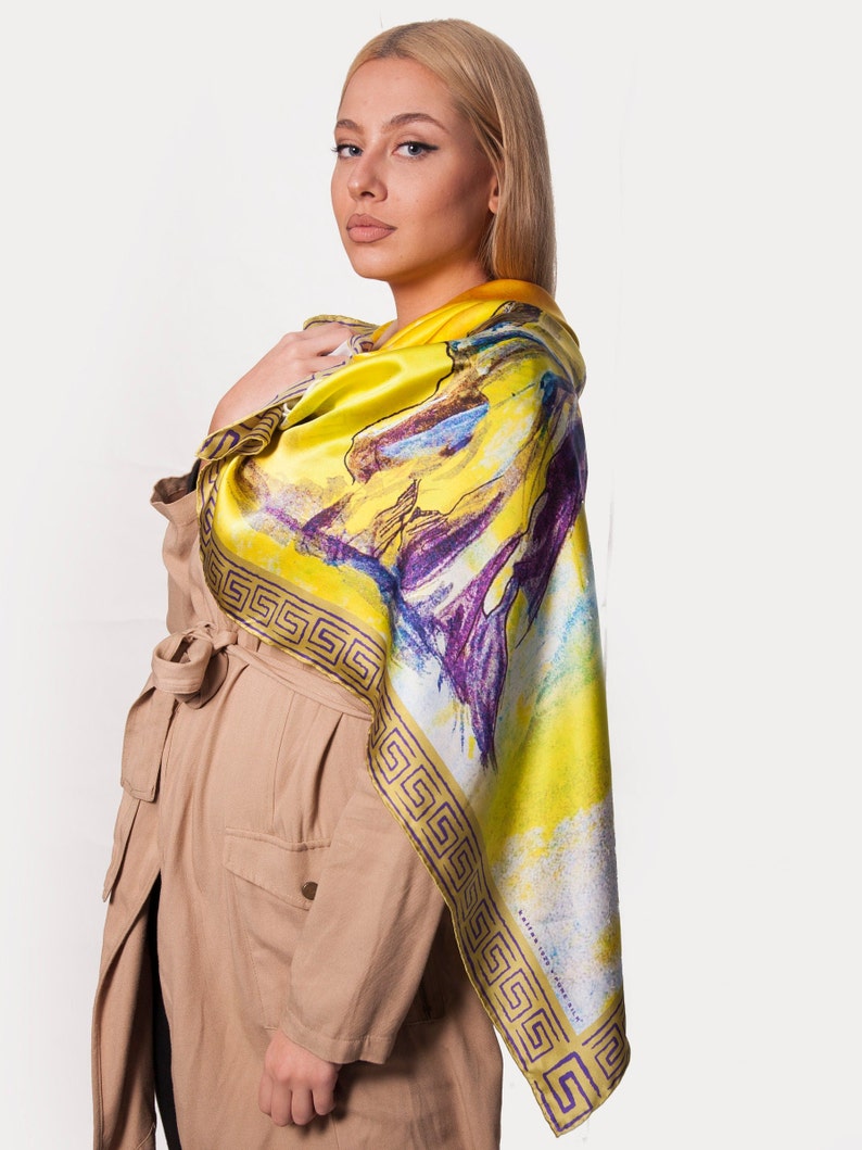 Scarf Women Ancient Greek Scarf Silk Scarf Yellow Scarf - Etsy UK