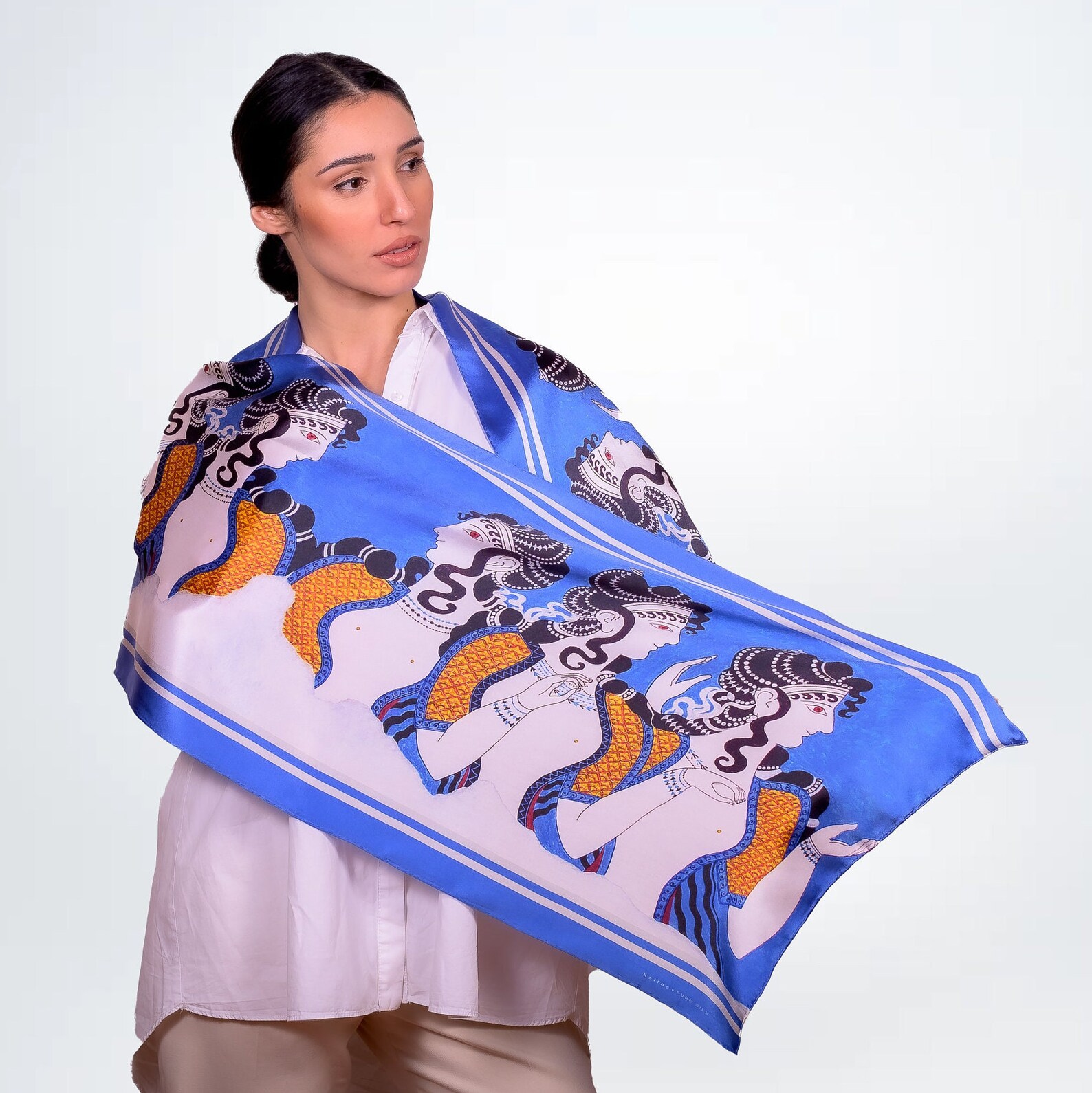 Blue Silk Scarf Ancient Greek Scarf Blue Scarf Handpainted - Etsy