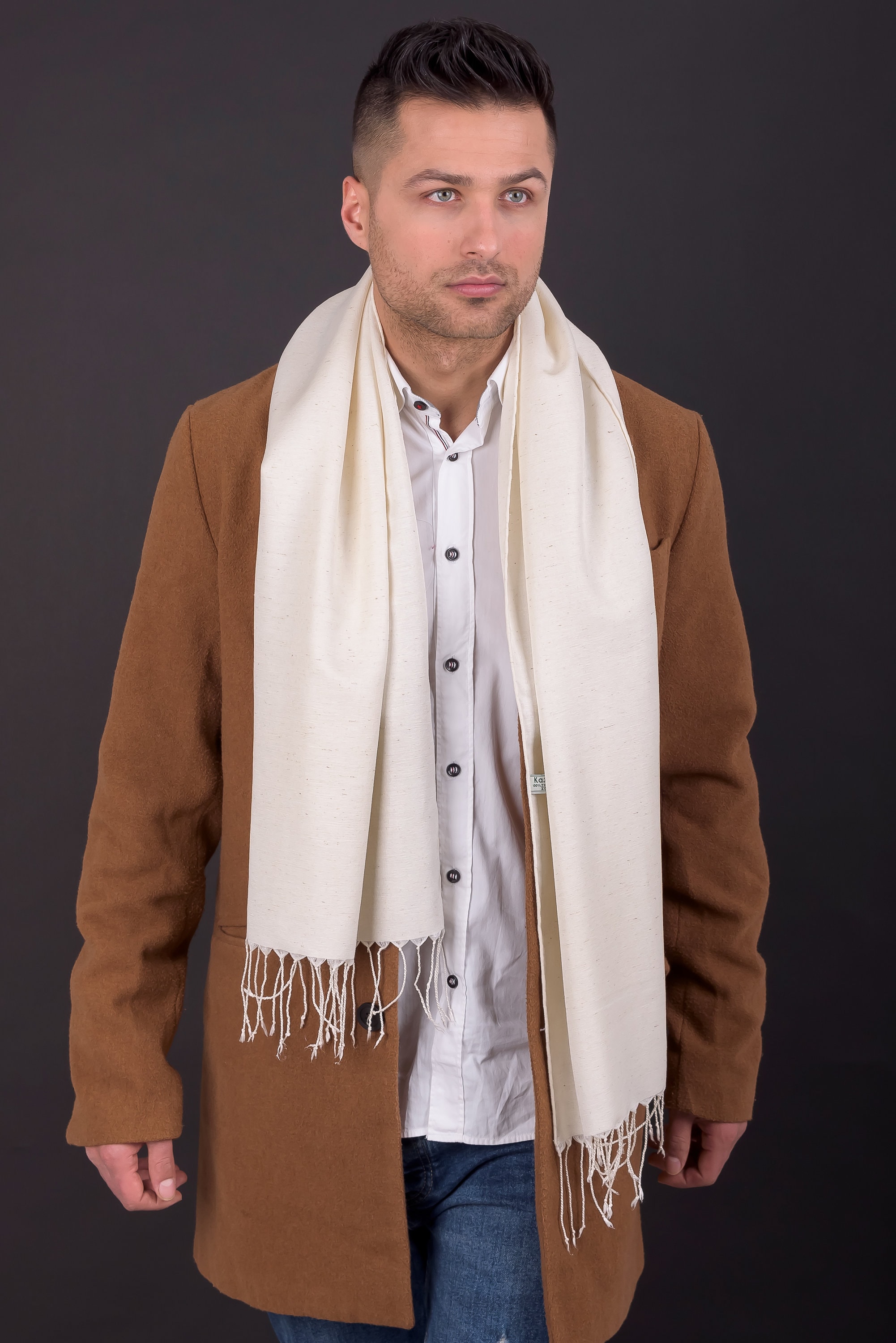 Silk Scarf Men, Long Scarf, Ecru Scarf, Pure Silk Scarf, Long Scarf ...