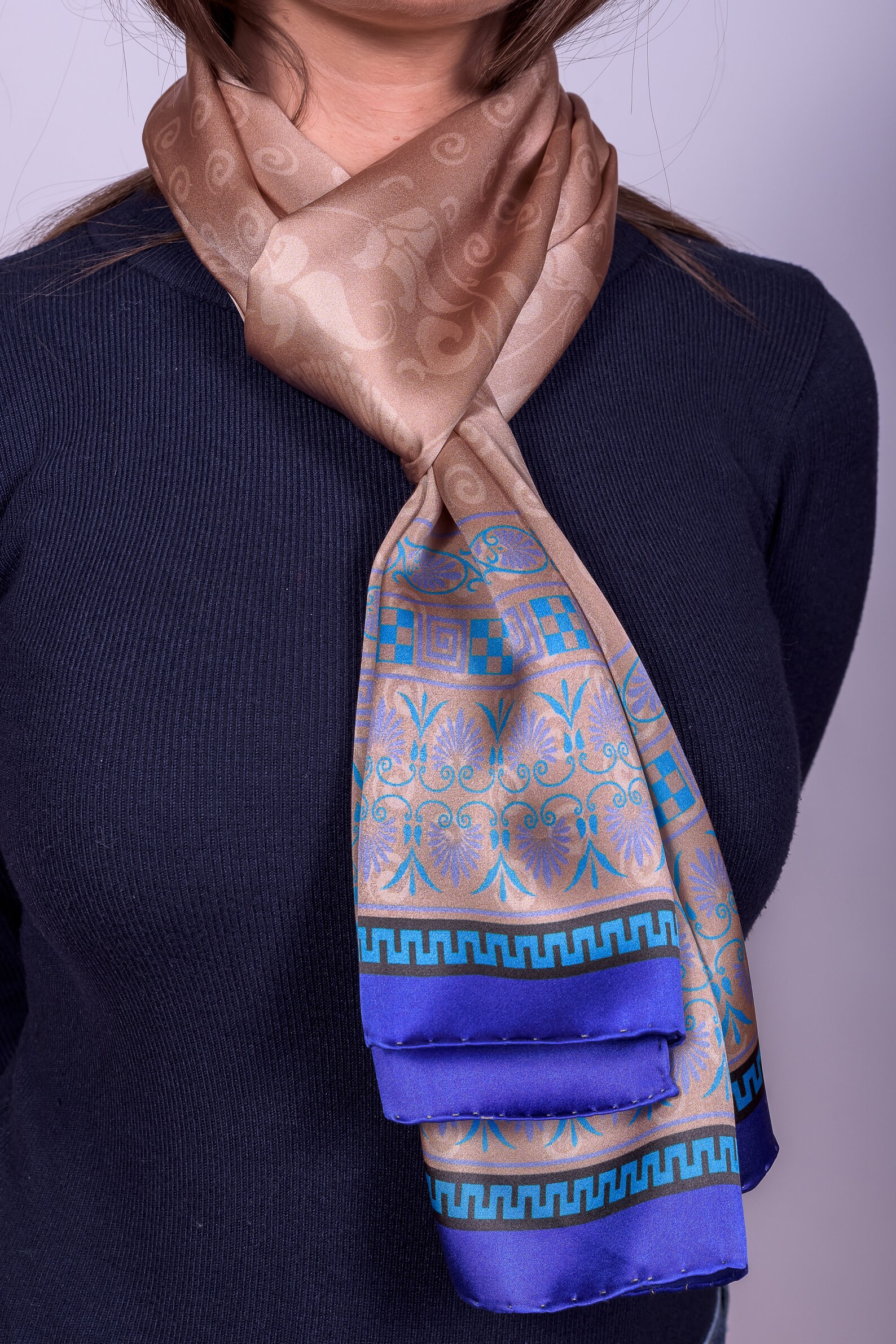 Women Silk Scarf, Summer Scarf, Long Scarf, Blue Scarf, Gift for Her ...