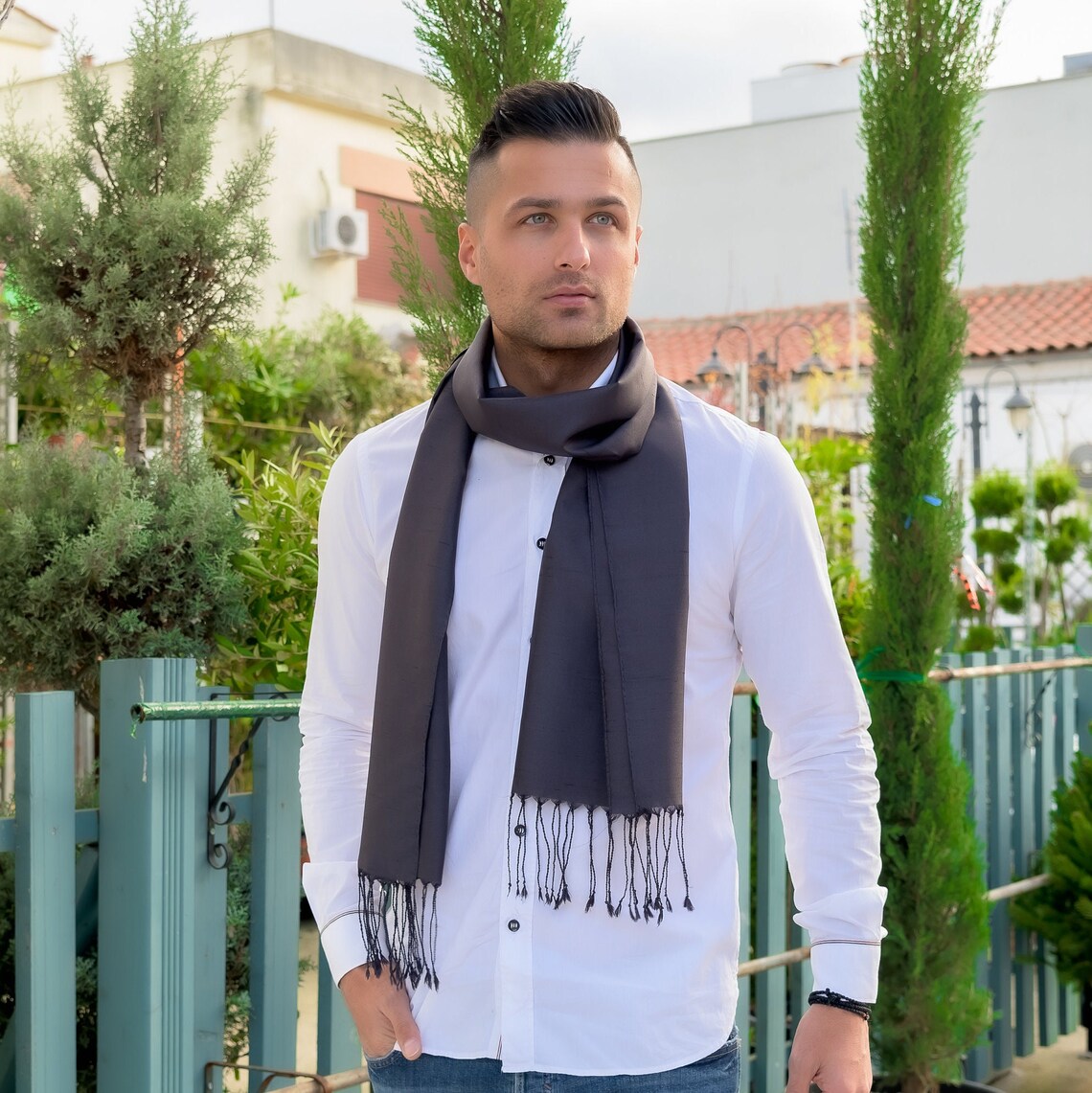 Silk Scarf Men Long Scarf Mens Scarf Handpainted Scarf - Etsy