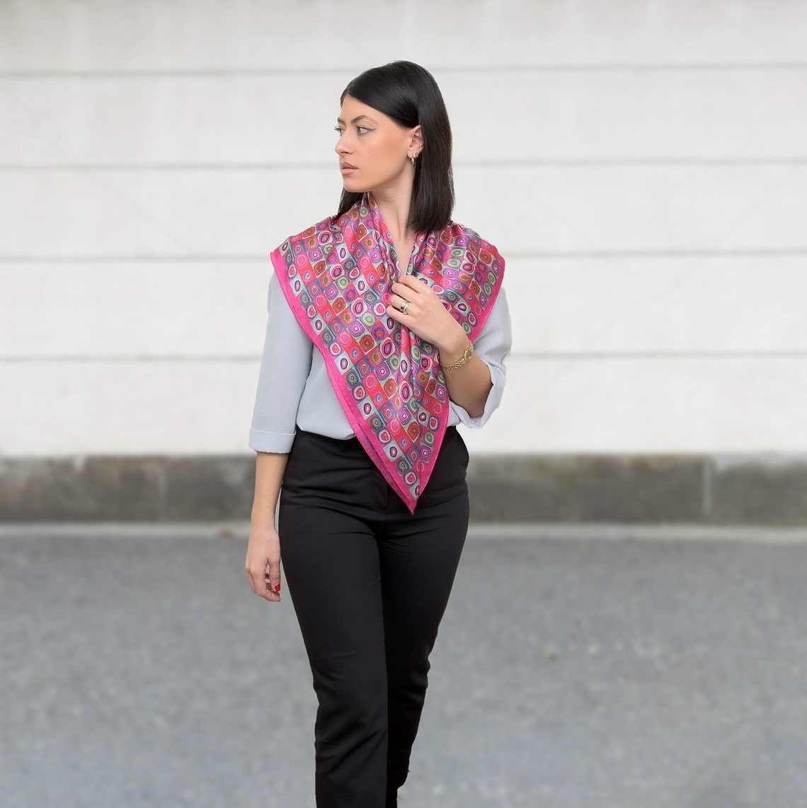 Pink Silk Scarf Women Scarf Square Pink Scarf Handmade - Etsy