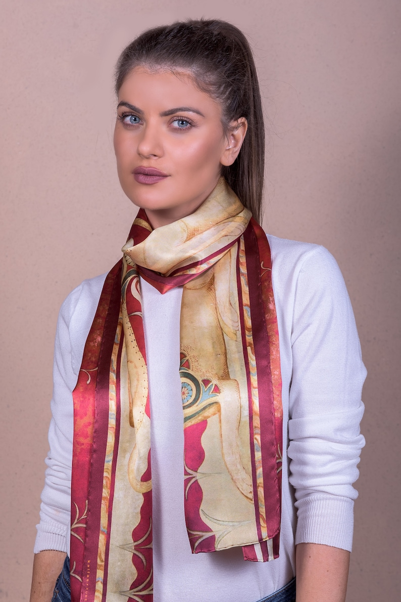 Red Silk Scarf Women, Handpainted Scarf, Red Scarf, Gift for Her, Made ...