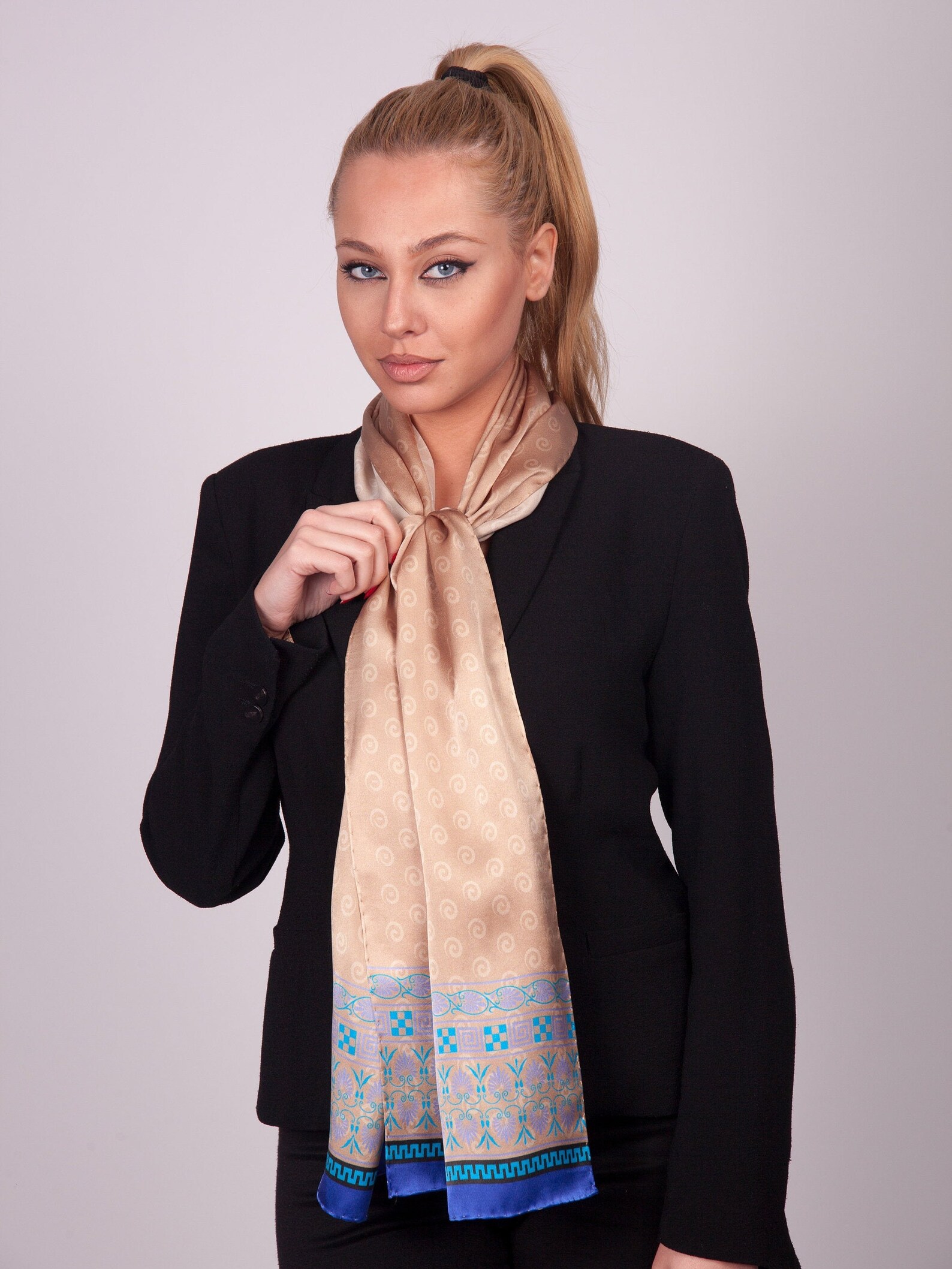 Women Silk Scarf, Summer Scarf, Long Scarf, Blue Scarf, Gift for Her ...