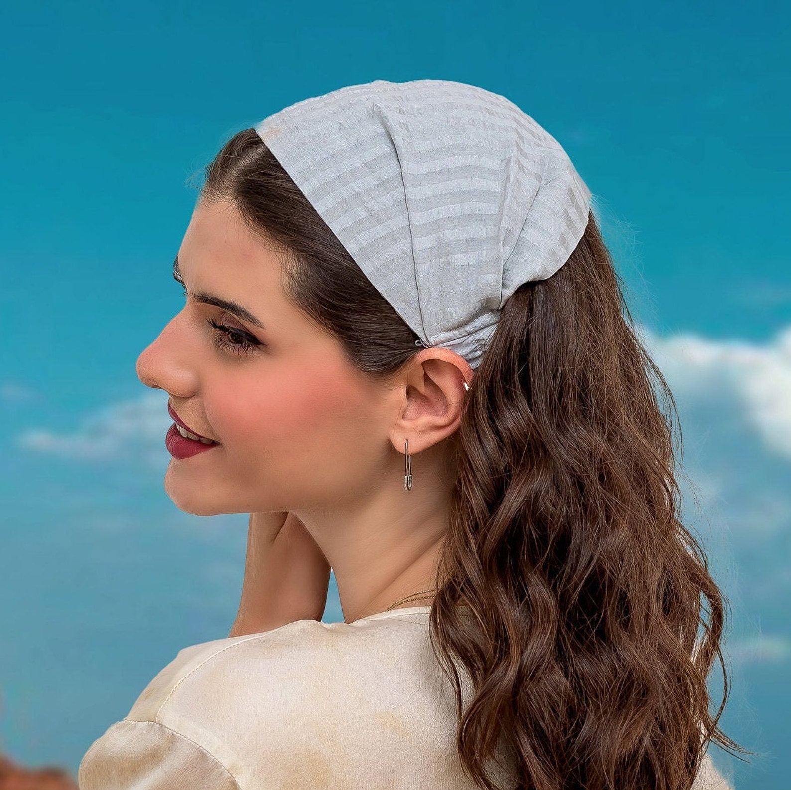 Cotton and Silk Striped Bandana, Silk Bandana, Hair Accessory, Gift for ...