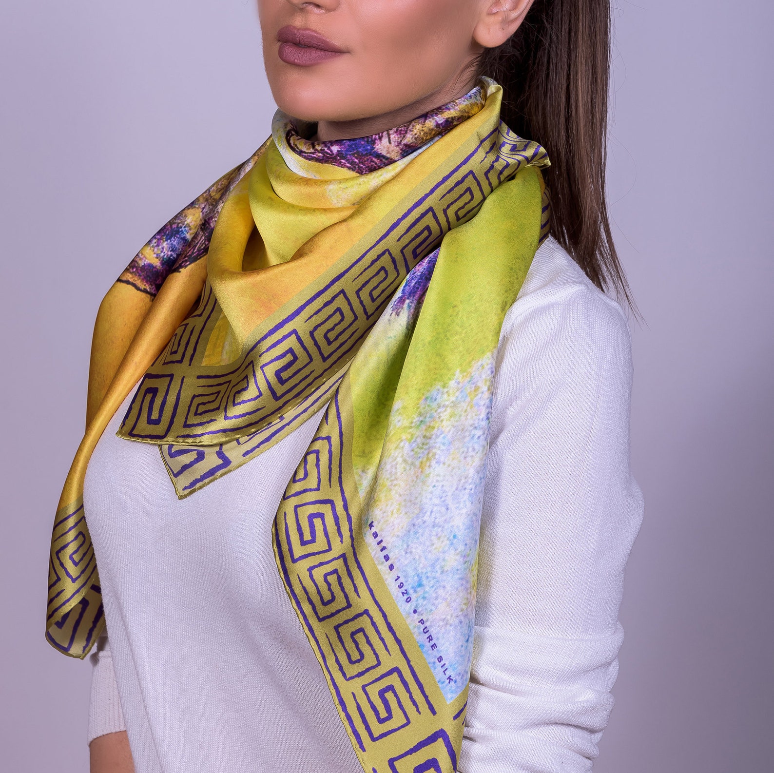 Scarf Women, Ancient Greek Scarf, Silk Scarf, Yellow Scarf, Square ...