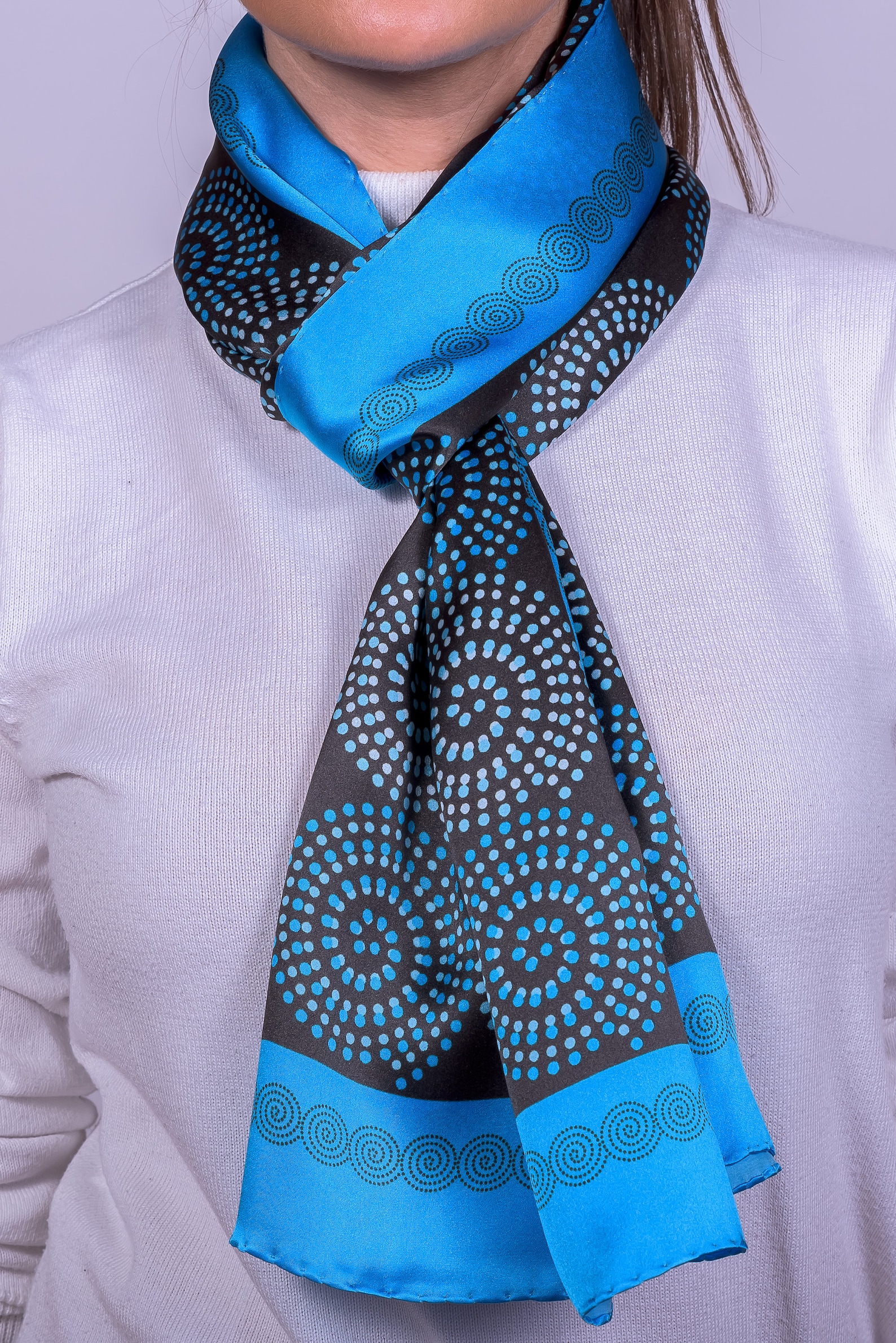 Long Scarf Blue Silk Scarf Women Hair Scarf Blue Scarf - Etsy