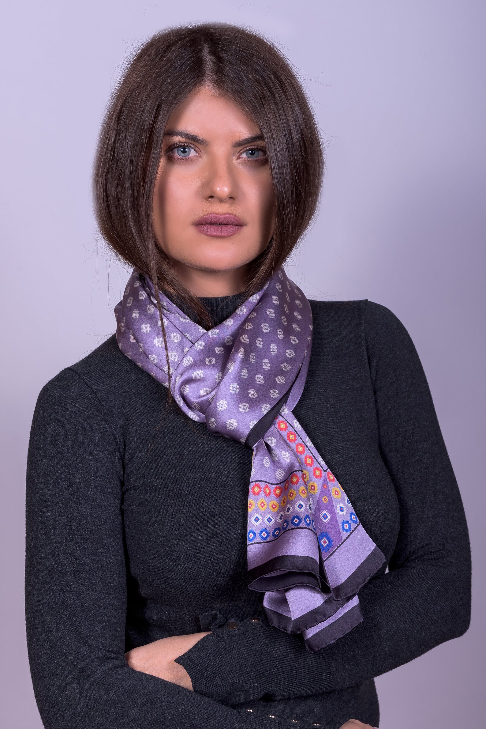 Summer Scarf, Purple Silk Scarf, Women Scarf, Handmade Scarf, Neck ...