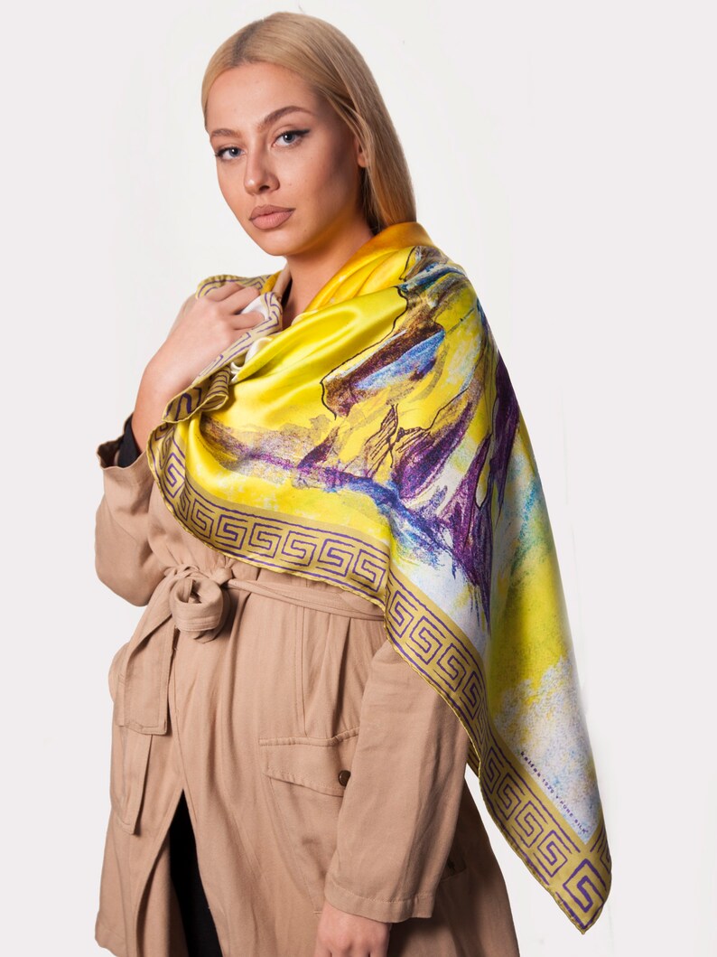 Scarf Women Ancient Greek Scarf Silk Scarf Yellow Scarf - Etsy