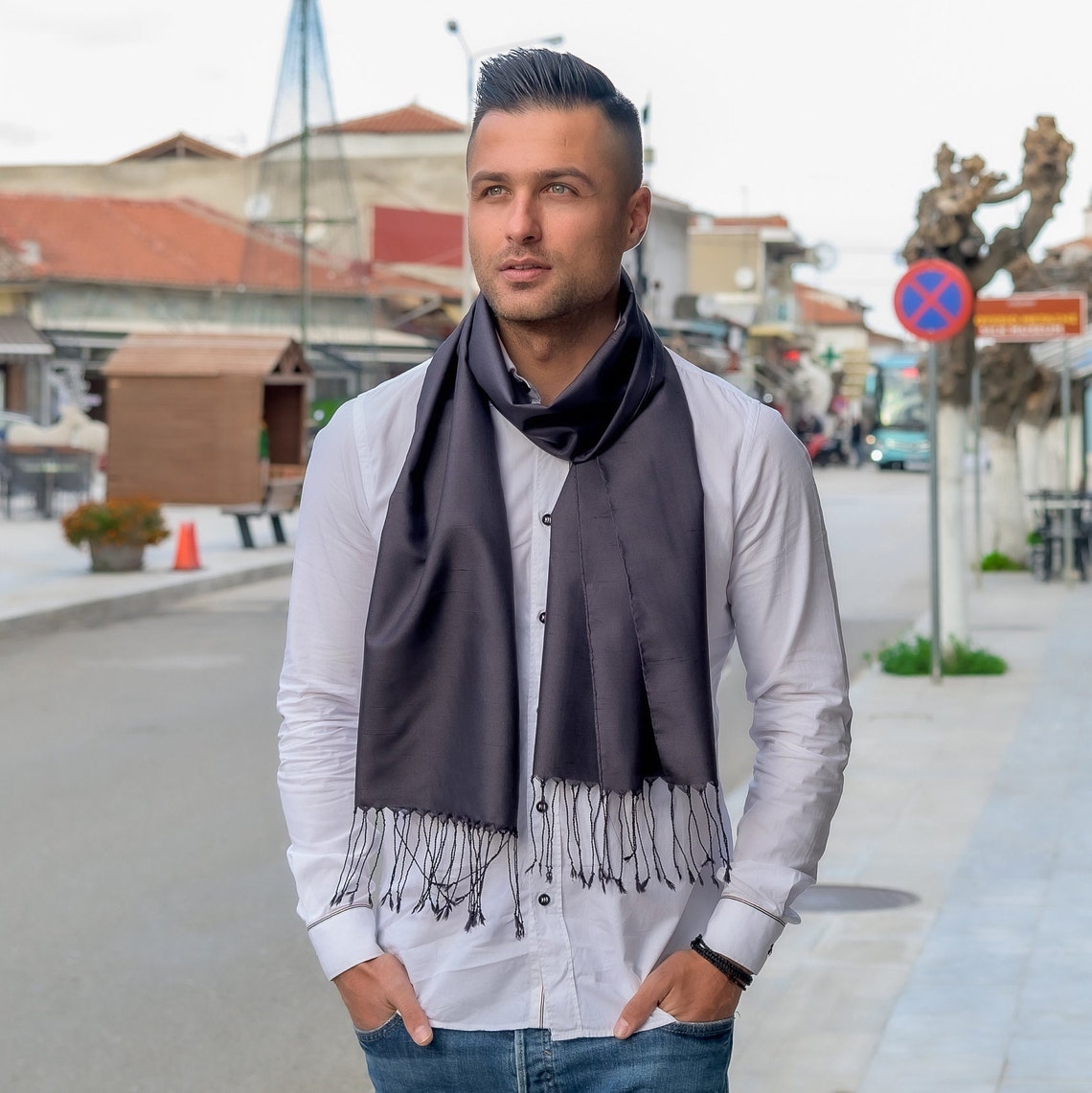 Silk Scarf Men Long Scarf Mens Scarf Handpainted Scarf - Etsy