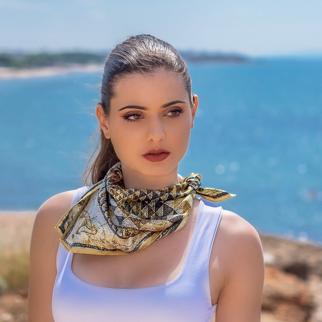 Silk Scarf Square, Women Scarf, Ancient Greek Scarf, Gift for Her, Made ...