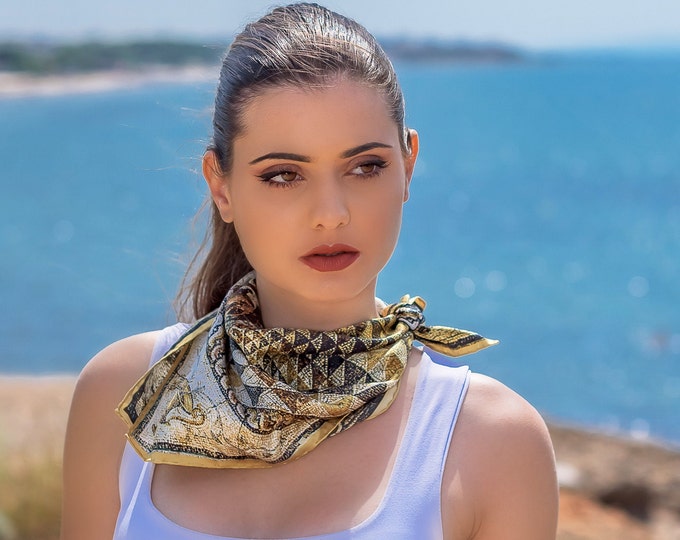 Silk Scarf Square Women Scarf Ancient Greek Scarf Gift for - Etsy