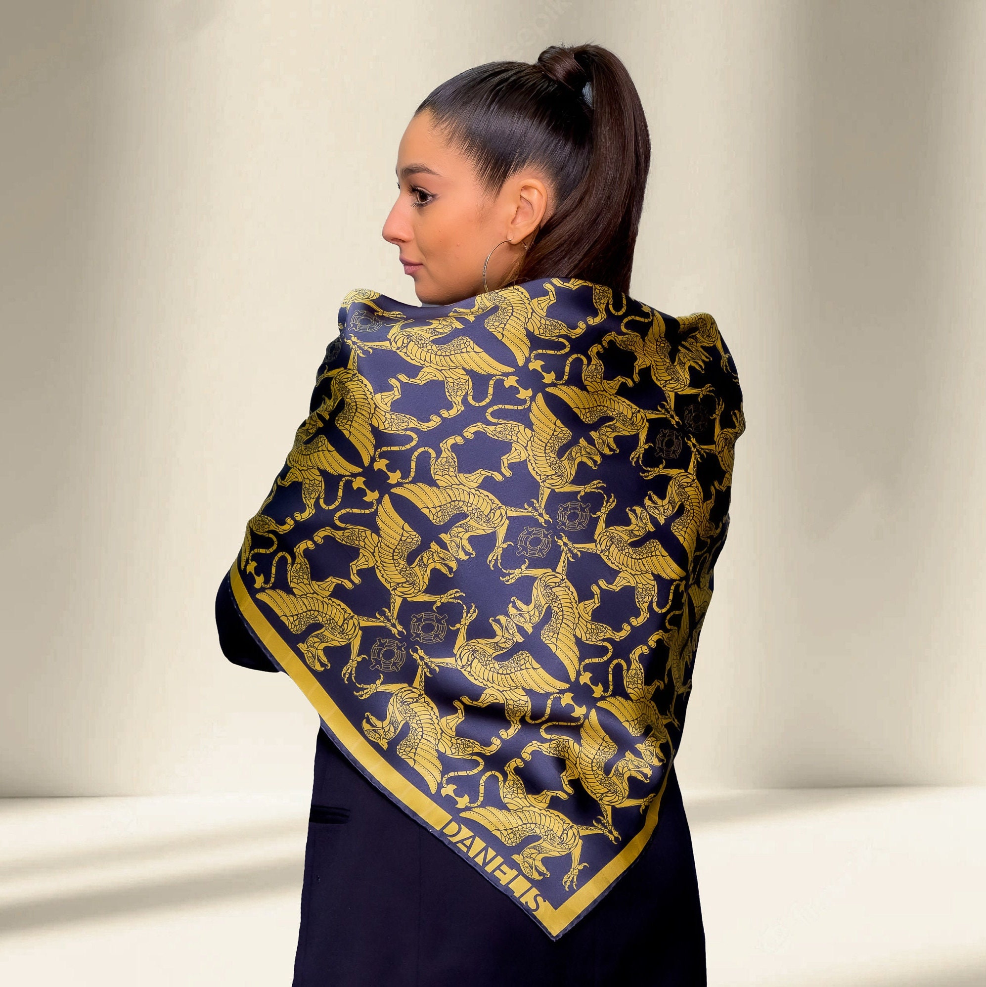 Handmade Silk Scarf, Square Silk Scarf, Square Scarf, Unisex Silk Scarf ...