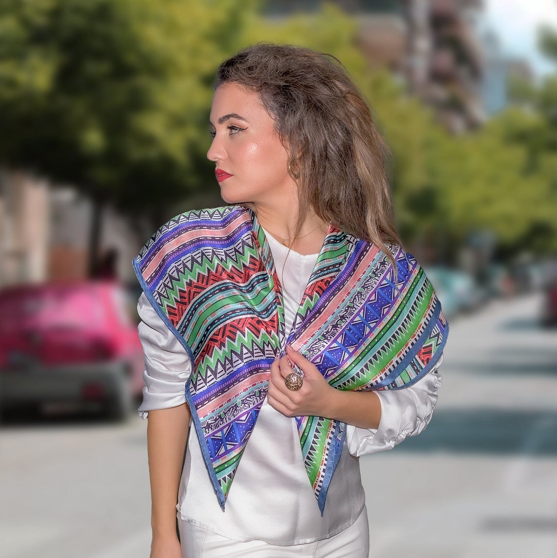 Summer Scarf Women Silk Scarf Square Scarf Colorful Scarf - Etsy