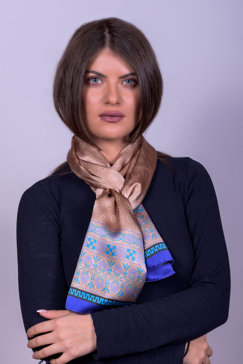 Women Silk Scarf, Summer Scarf, Long Scarf, Blue Scarf, Gift for Her ...