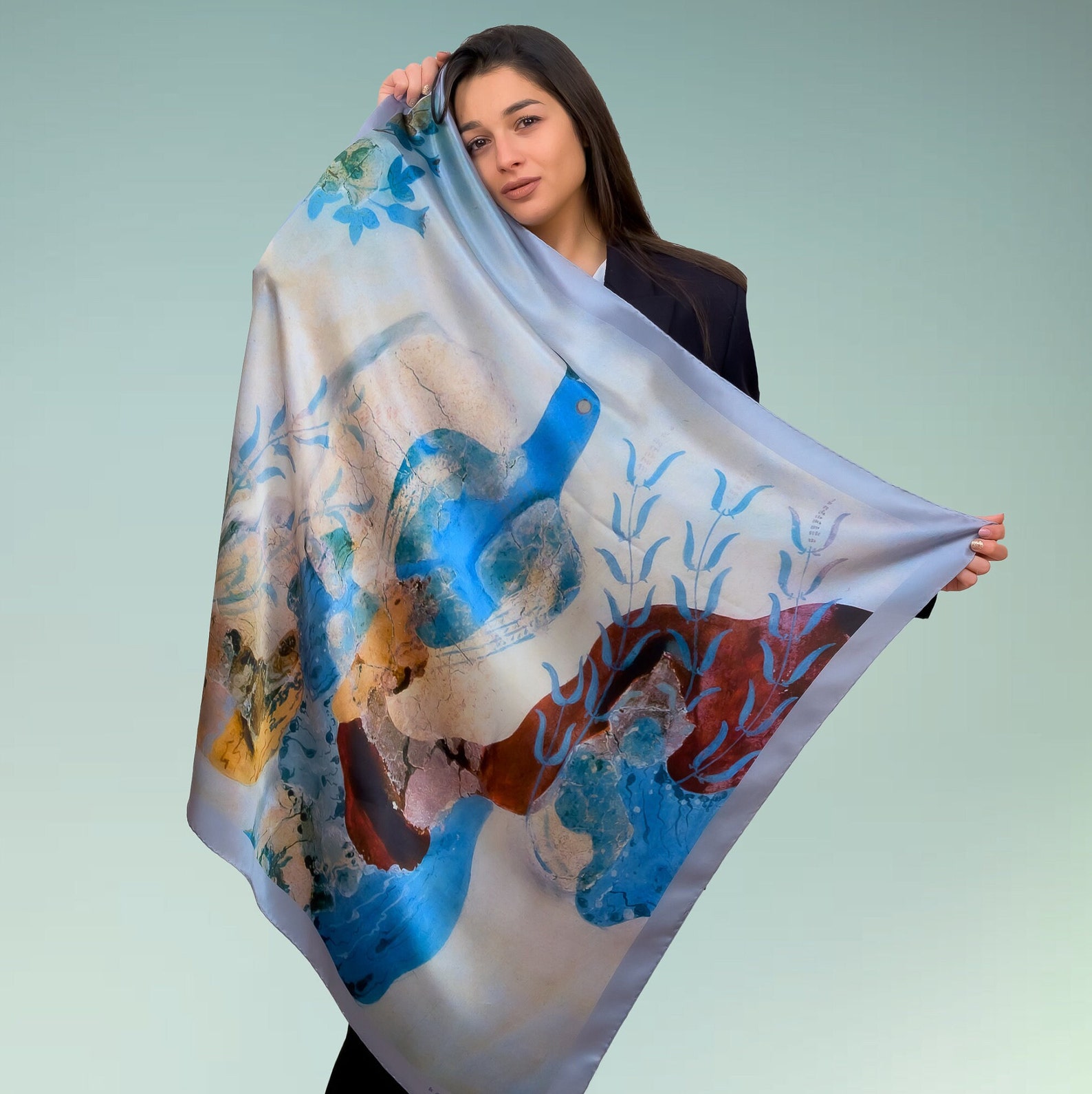 Ancient Greek Scarf Silk Scarf Square Scarf Greek - Etsy