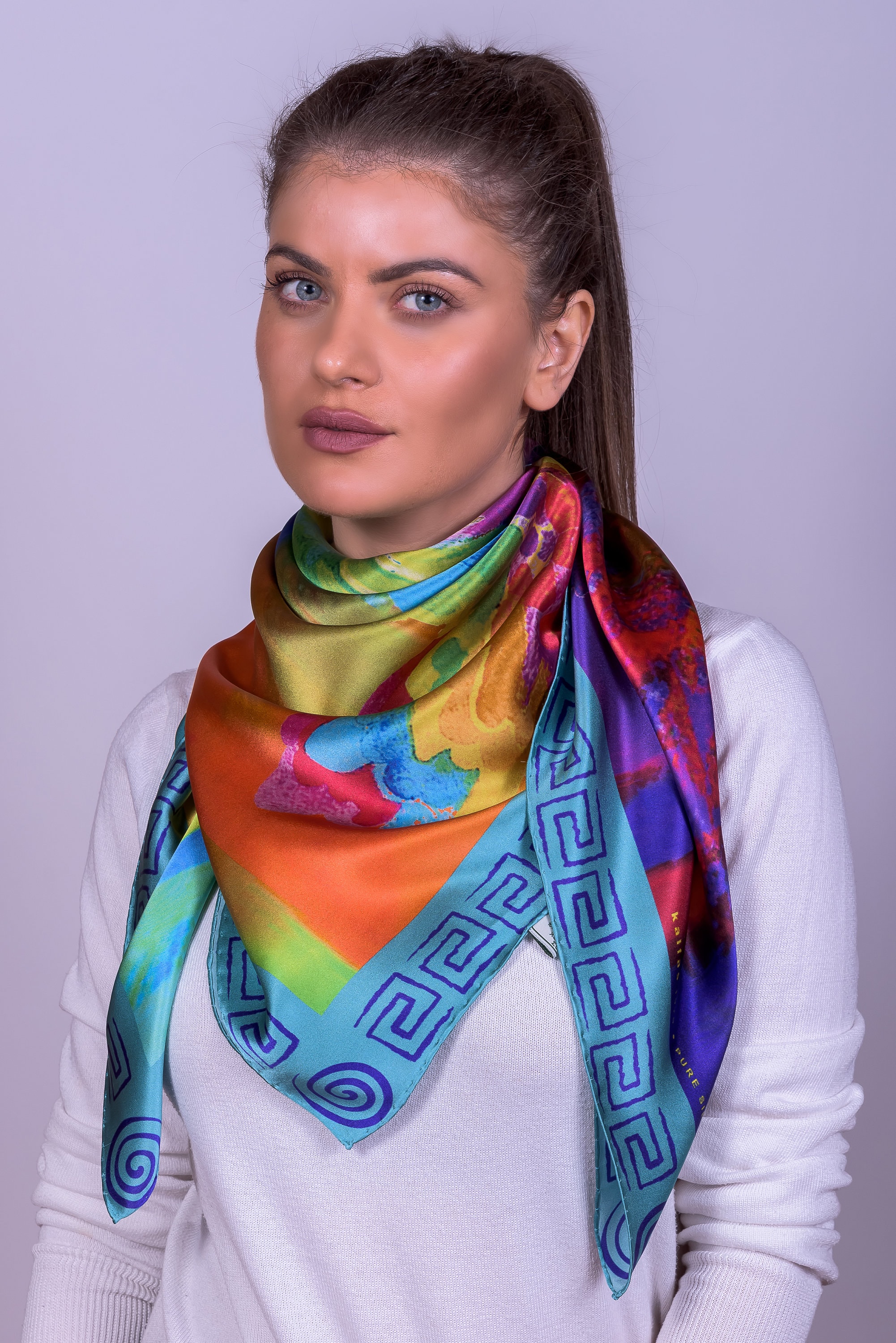 Ancient Greek Scarf Handpainted Silk Scarf Women Scarf Blue | Etsy