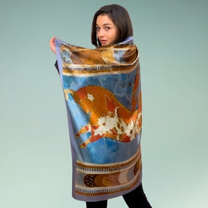 Ancient Greek Scarf, Handpainted Scarf, Silk Scarf, Square Scarf, Greek ...