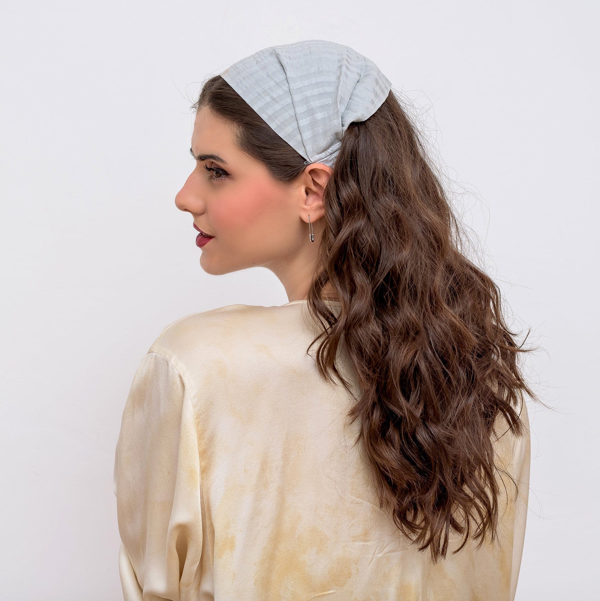 Cotton and Silk Striped Bandana, Silk Bandana, Hair Accessory, Gift for ...