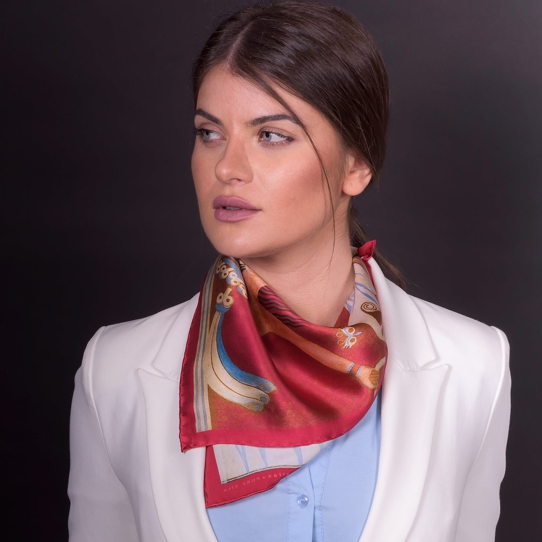 Ancient Greek Scarf, Silk Scarf, Handpainted Scarf, Square Scarf, Gift ...