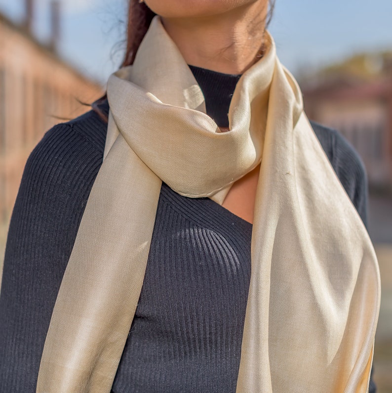 Handmade Silk Scarf Beige Scarf Long Scarf Women Scarf - Etsy