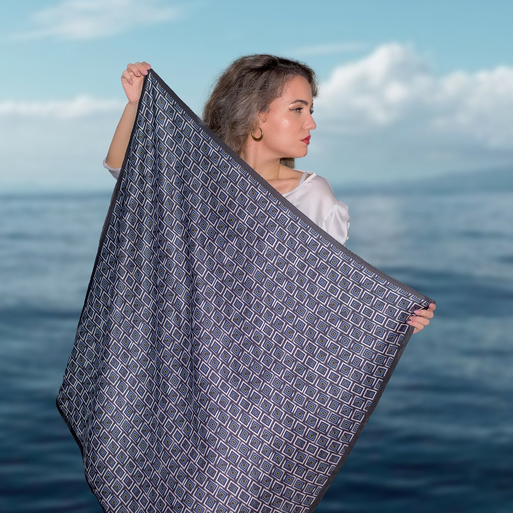 Square Silk Scarf Large Silk Scarf Gift for Her Woman - Etsy