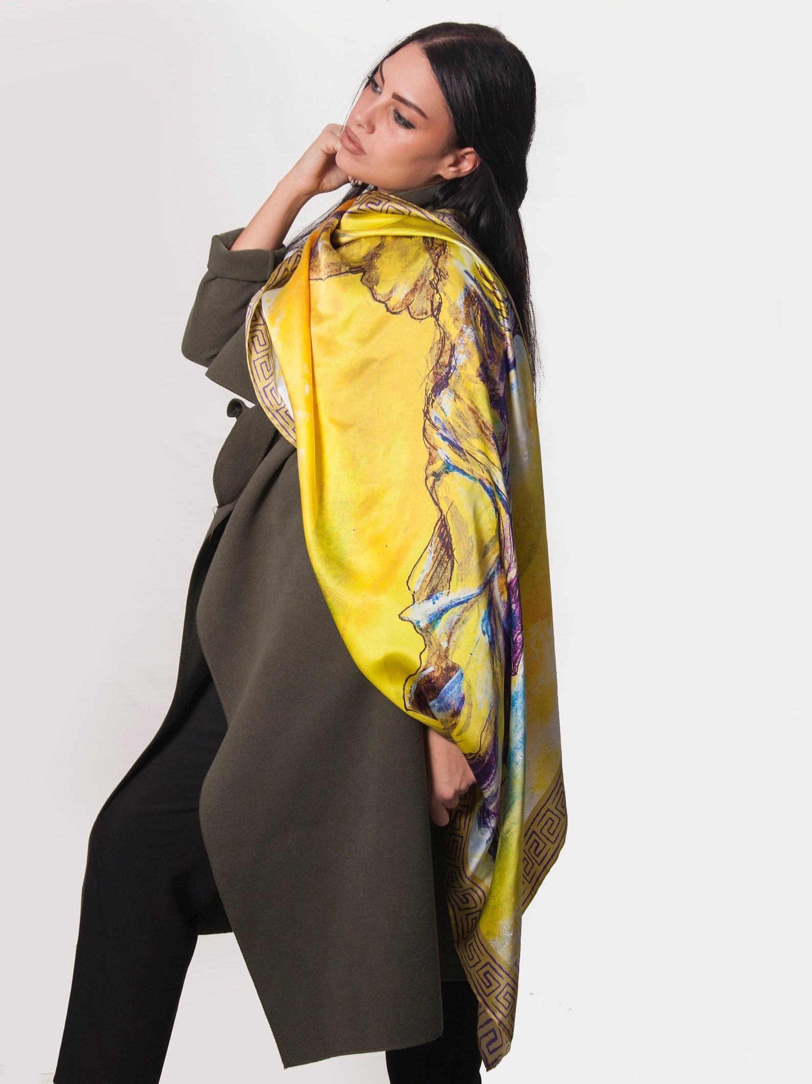 Scarf Women Ancient Greek Scarf Silk Scarf Yellow Scarf - Etsy