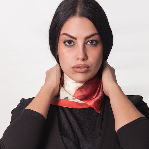 Ancient Greek Scarf Silk Scarf Red Scarf Square Scarf - Etsy