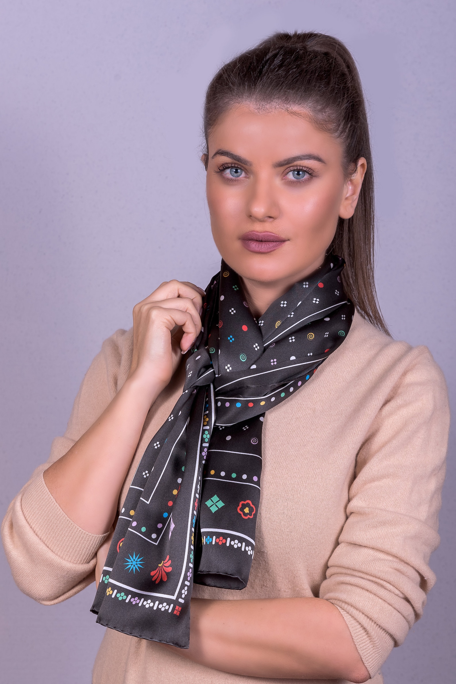 Silk Scarf Women, Black Scarf, Handpainted Scarf, Women Scarf, Gift for ...