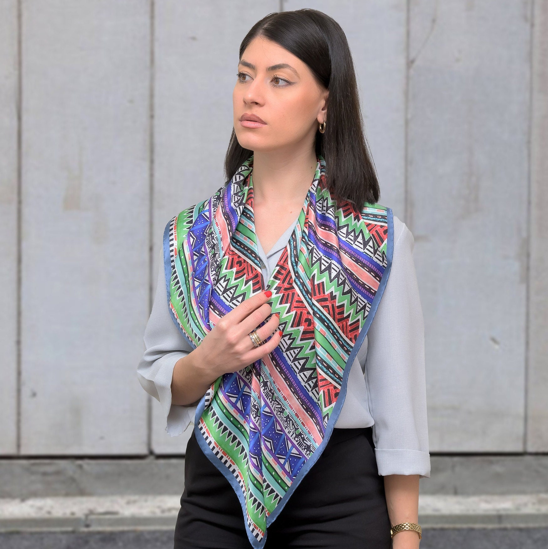 Summer Scarf, Women Silk Scarf, Square Scarf, Colorful Scarf, Handmade ...