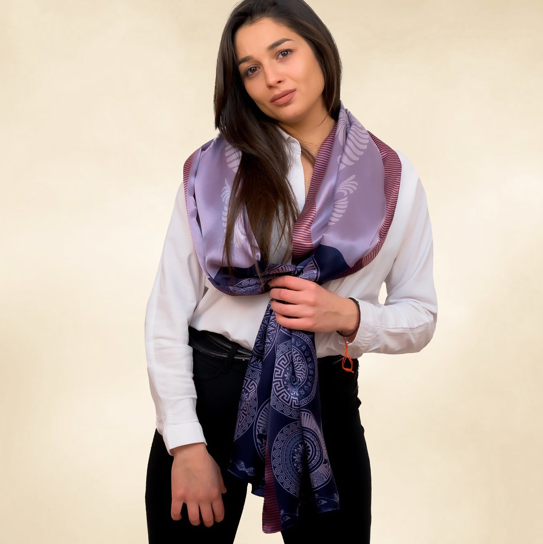Purple Pure Silk Scarf, Long Silk Scarf, Scarf for Women, Gift for Her ...
