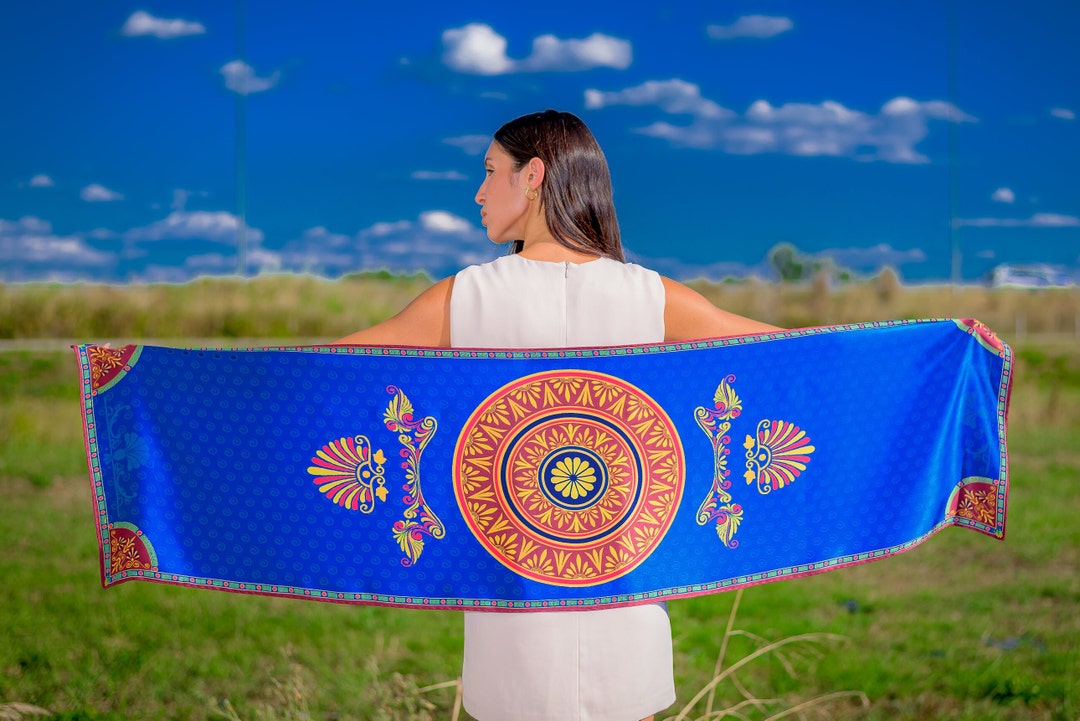 Blue Scarf, Blue Silk Scarf Women, Hand Painted Scarf, Summer Scarf ...