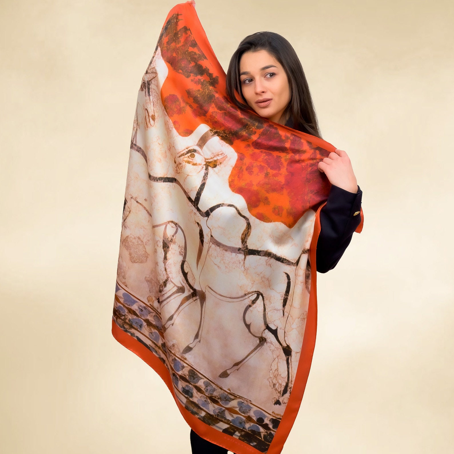 Ancient Greek Scarf Silk Scarf Red Scarf Square Scarf - Etsy