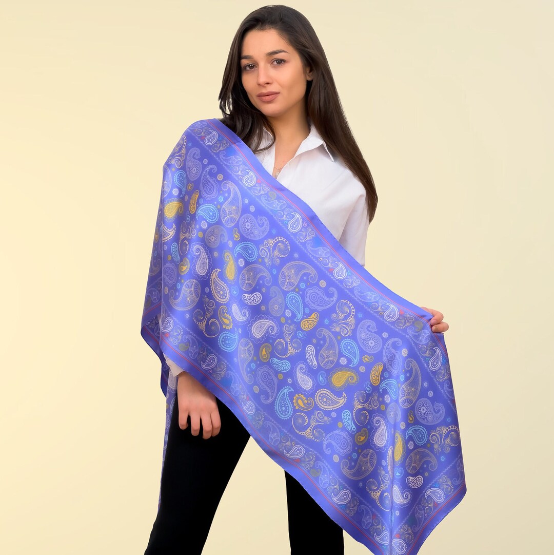 Lilac Silk Scarf, Bright Silk Scarf, Long Silk Scarf, Handmade Scarf ...