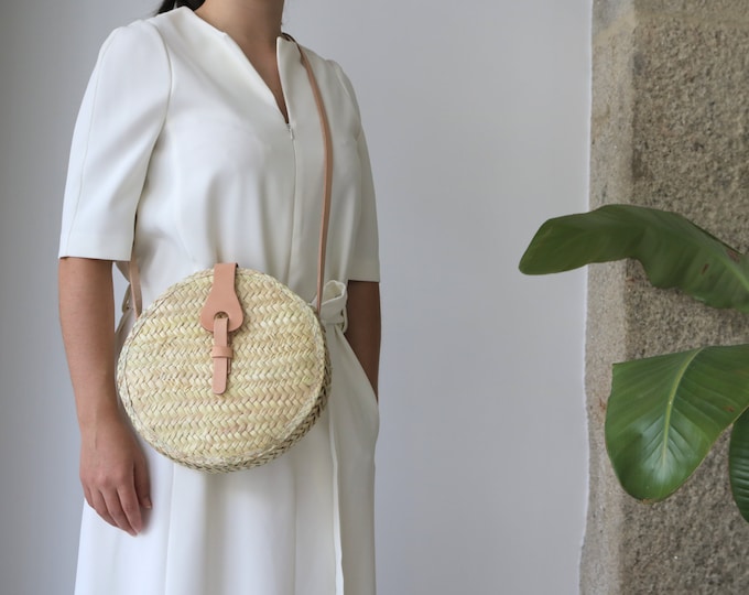 Round Basket Bag Crossbody Round Straw Bag Palm Round - Etsy