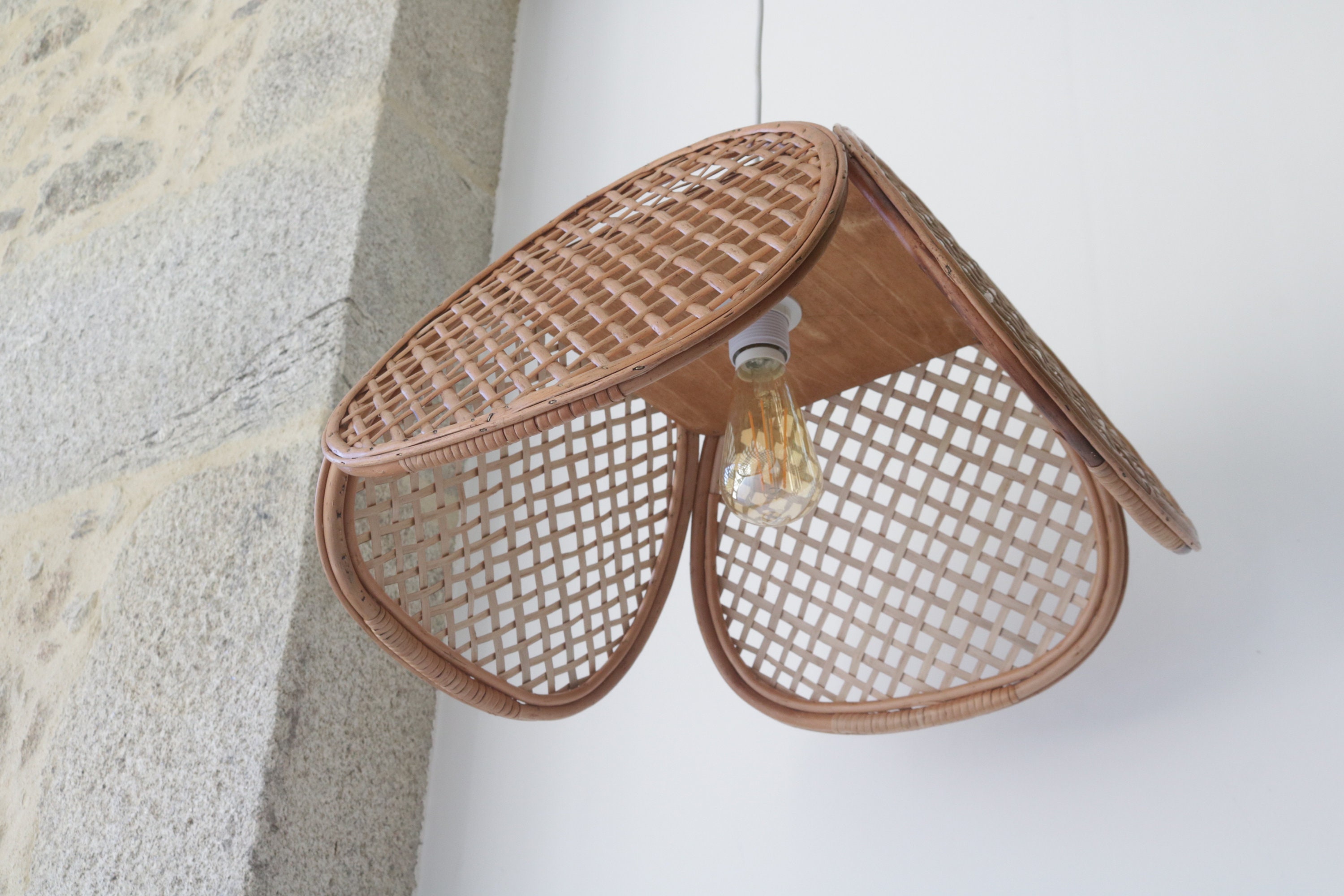 Wicker Chandelier, Flower Lamp Design, Lamp for Living Room, Wicker ...