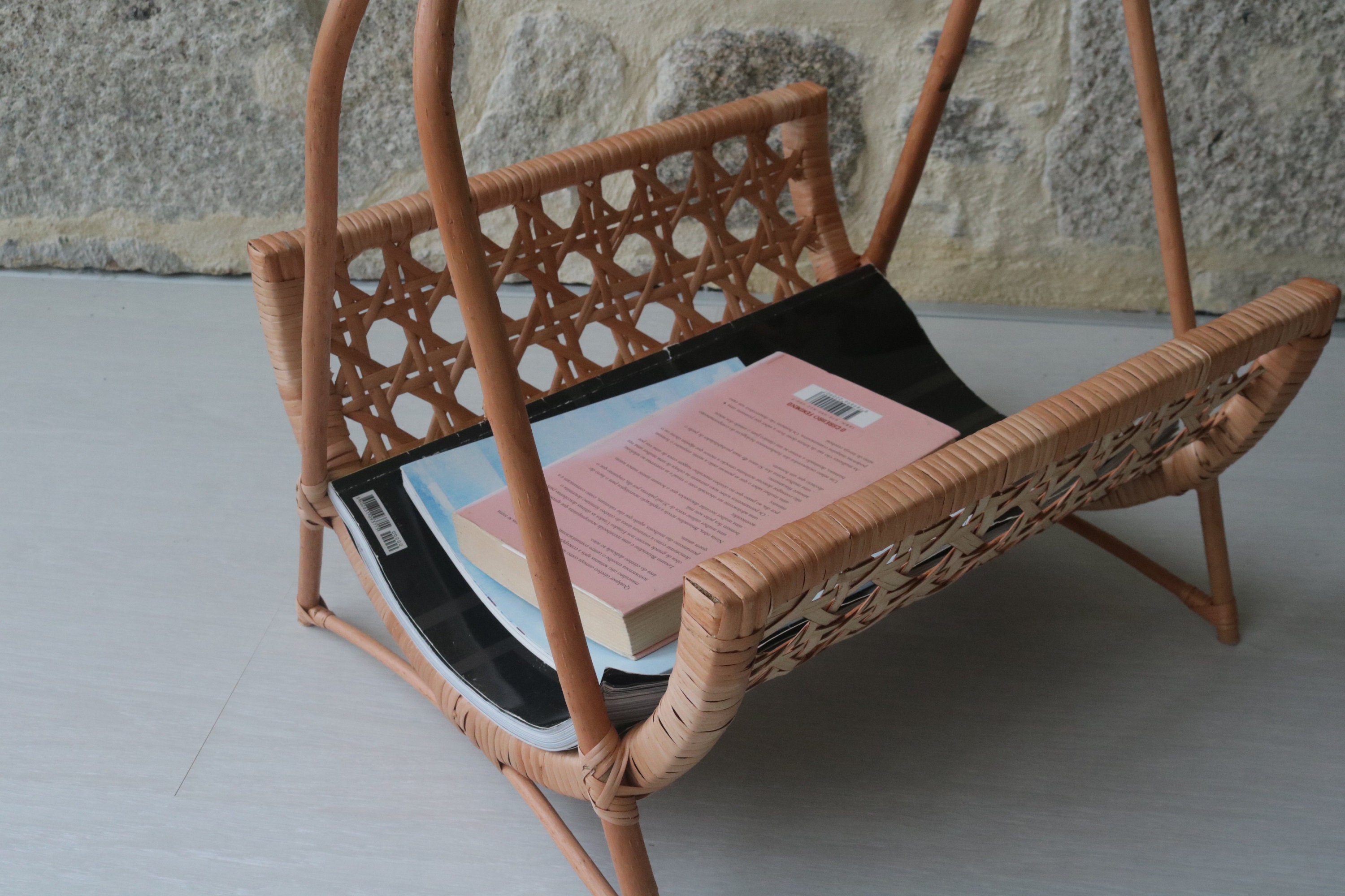 Wicker Magazine Rack Wicker Bamboo Magazine Holder | Etsy