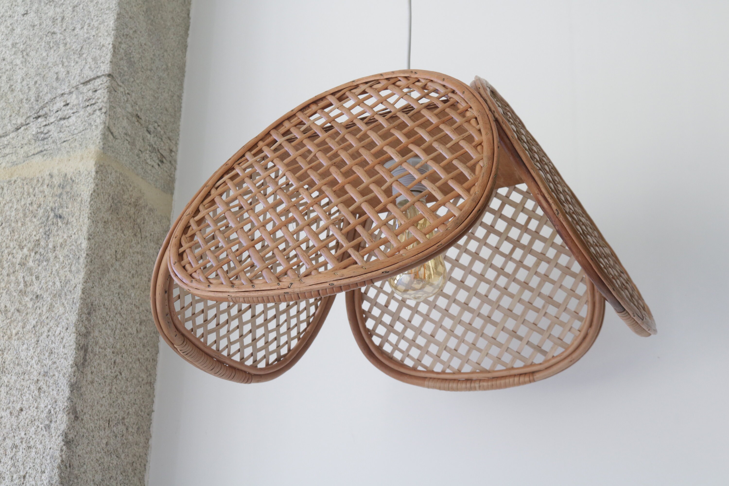Wicker Chandelier, Flower Lamp Design, Lamp for Living Room, Wicker ...