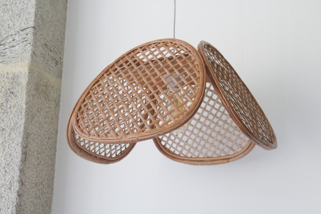 Wicker Chandelier, Flower Lamp Design, Lamp for Living Room, Wicker ...
