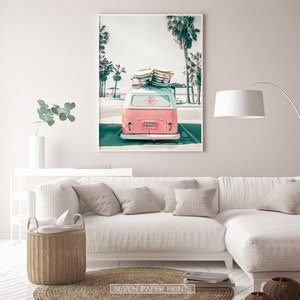 Retro Van Giclee Print, Retro Bus Poster, Pink Surfers Bus, Boho Van ...