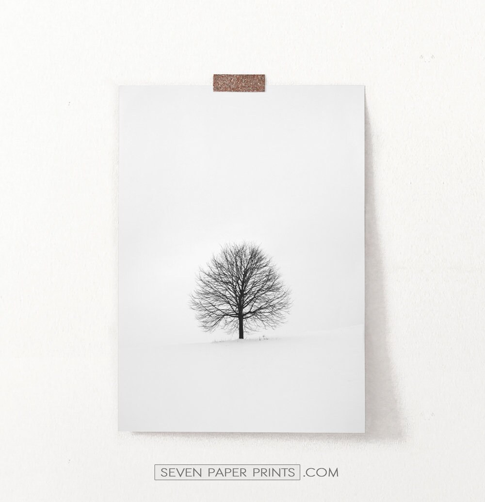 Black and White Minimalist Tree Print Minimalist Christmas - Etsy